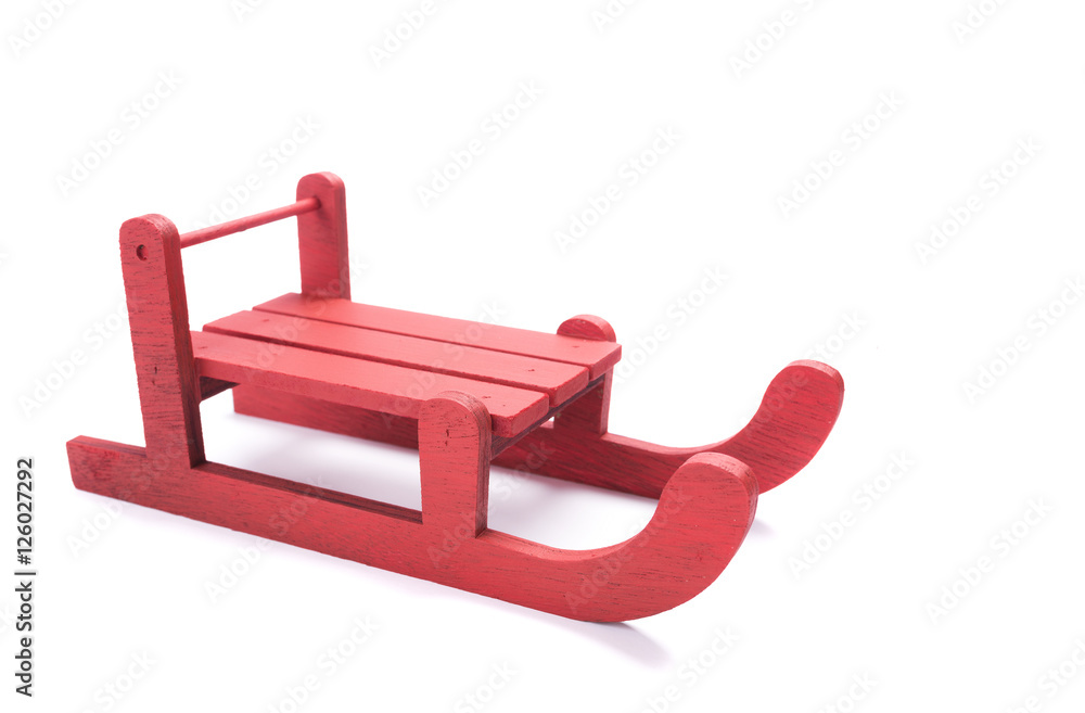 Wooden red sled isolated on white background Stock Photo | Adobe Stock