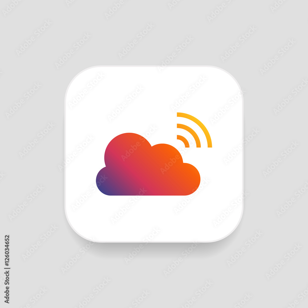 Broadcast icon vector, clip art. Live stream cloud computing. Also ...
