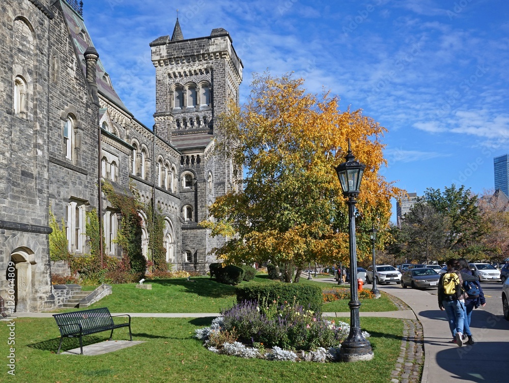 college campus with gothic architecture in fall Stock Photo | Adobe Stock