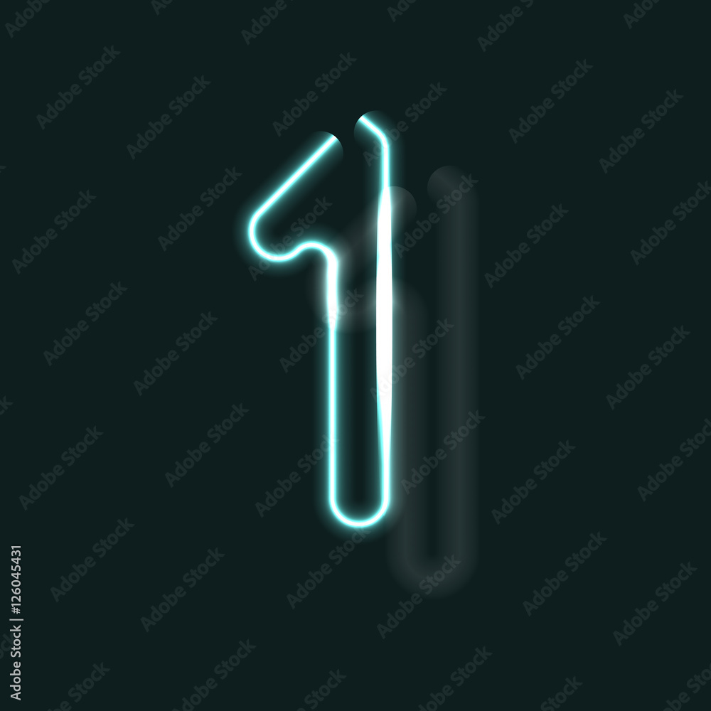 Neon alphabet. Glowing contour font. Realistic vector letter of neon ...