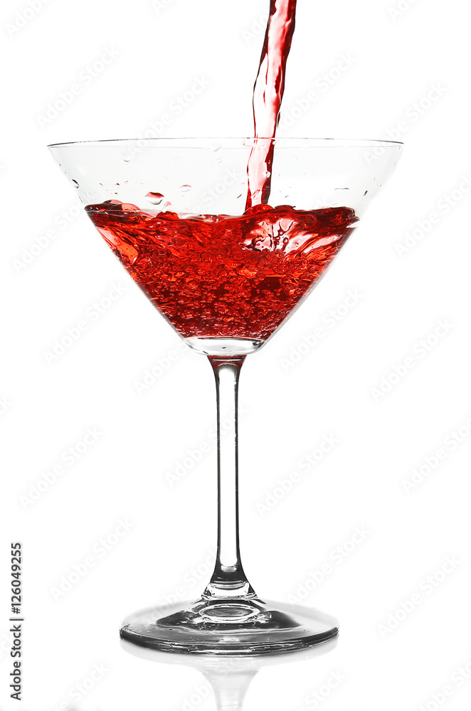 Red cocktail with splash on white background Stock Photo | Adobe Stock