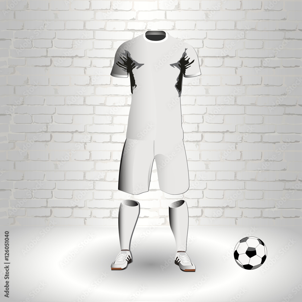eps 10 vector football player uniform template with soccer ball on ...