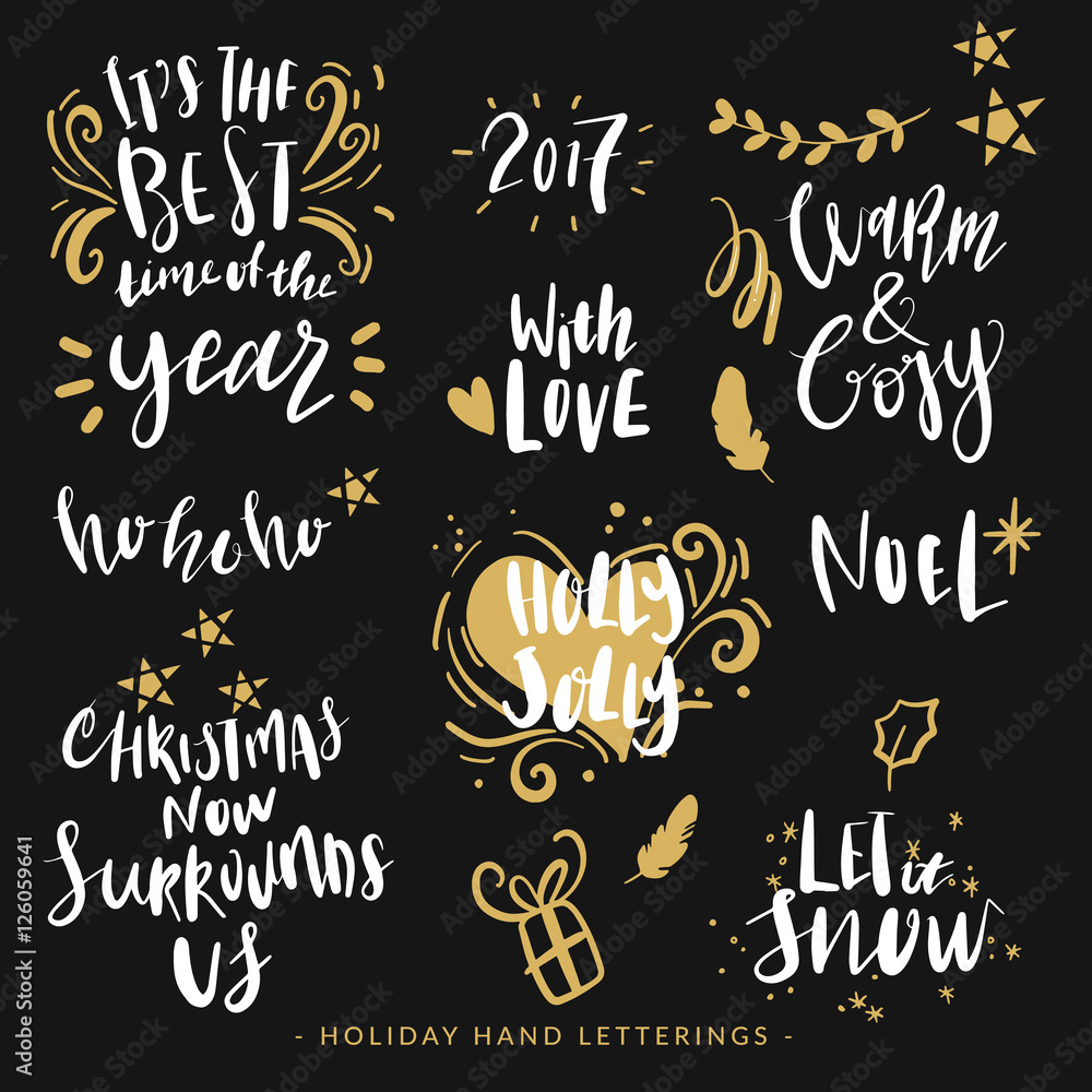 Hand drawn Holiday lettering, Christmas Quotes, Modern Calligraphy ...