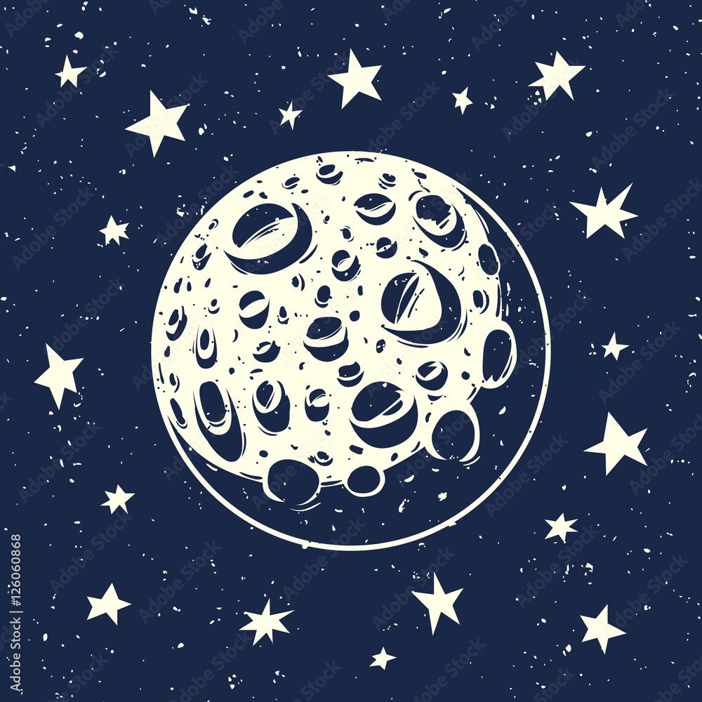 Vector illustration of the moon and stars. Stock Vector | Adobe Stock
