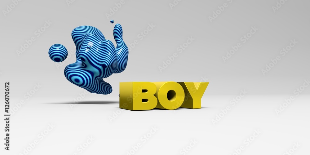 BOY - color type on white studiobackground with design element - 3D ...