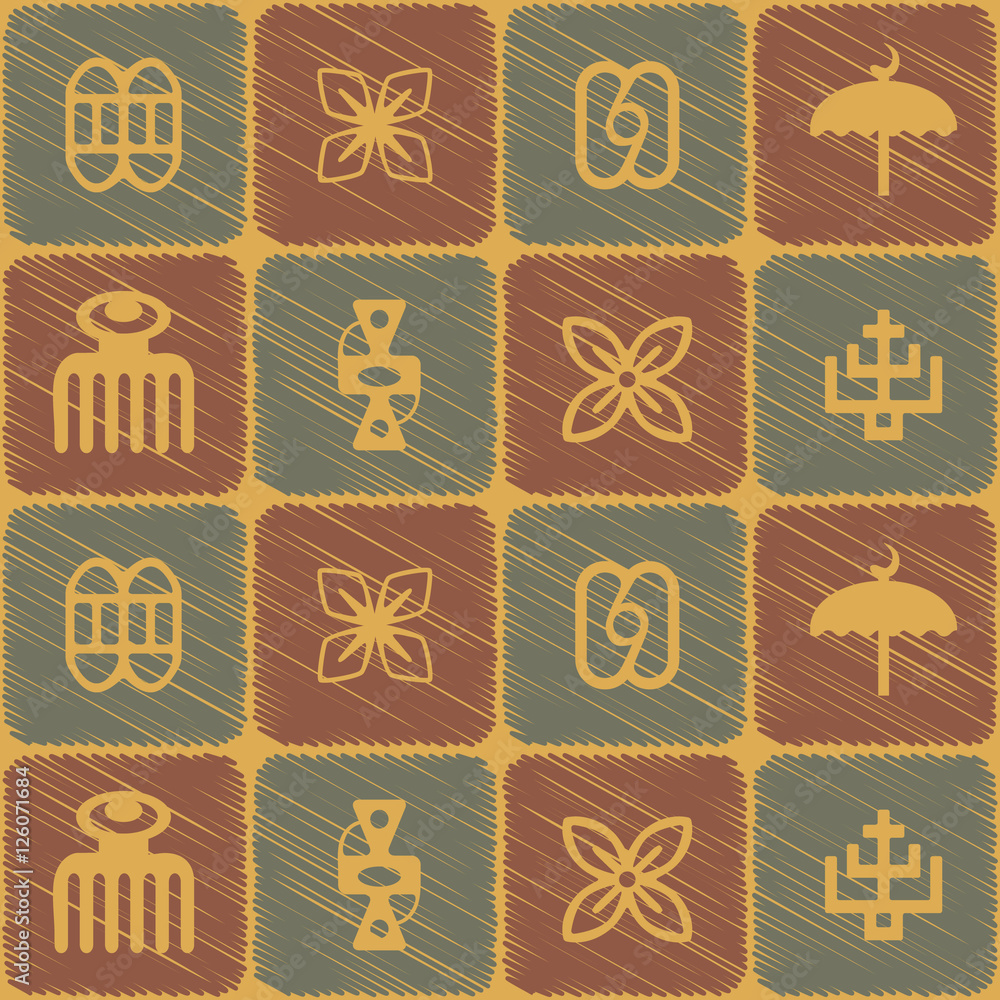 seamless pattern with adinkra symbols for your design Stock Vector ...