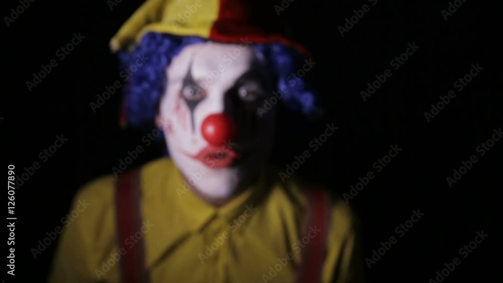 Scary clown screaming into camera faces. Close-up. HD. Stock Video ...