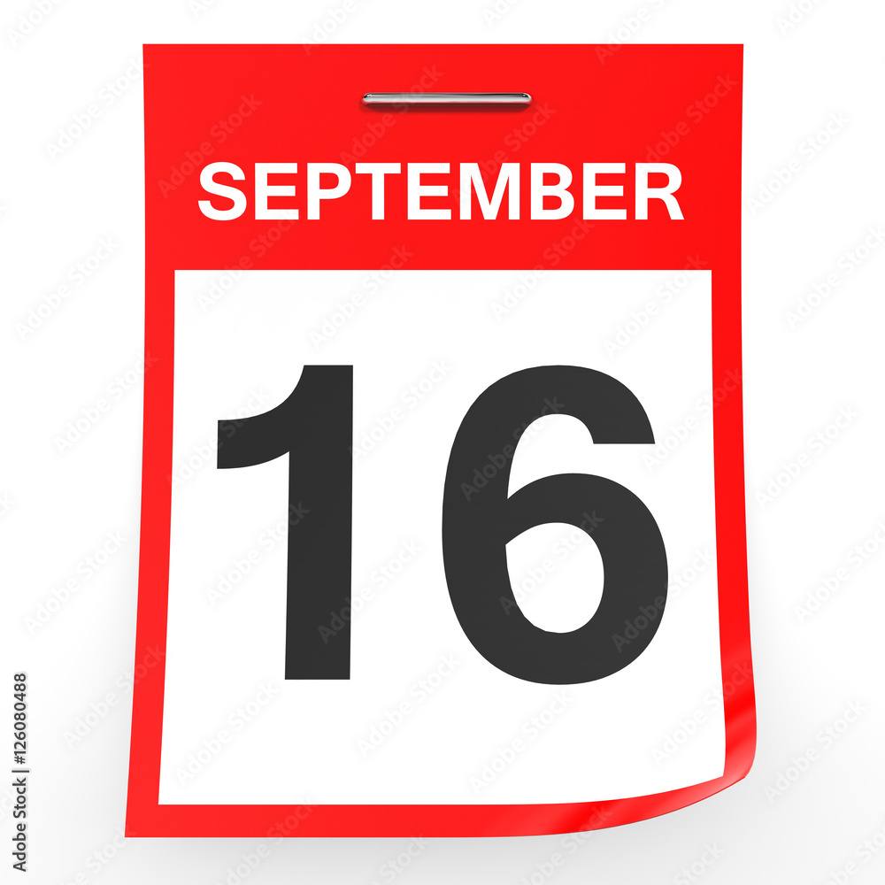 September 16. Calendar on white background. Stock Illustration | Adobe ...