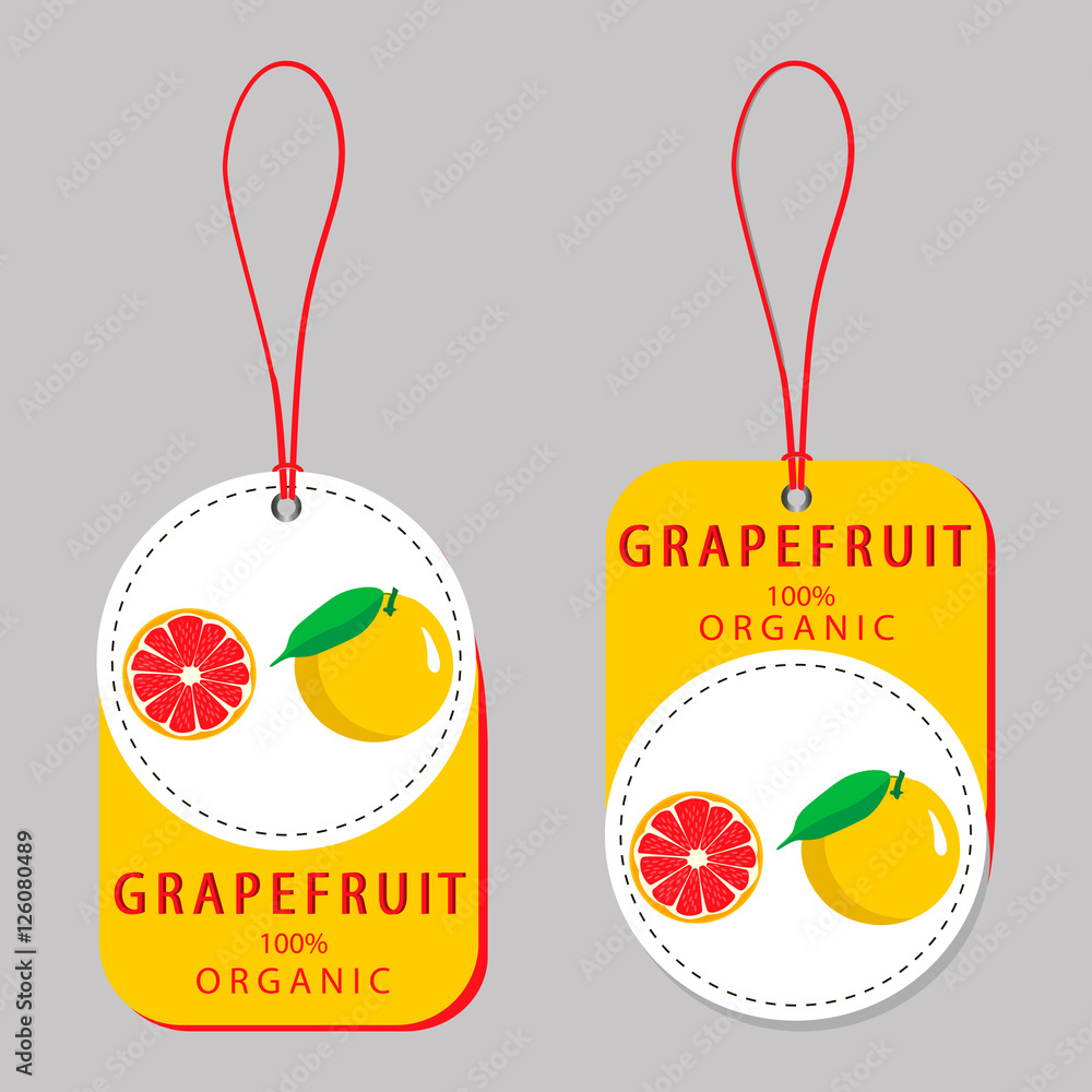 vector illustration on the theme of fruit grapefruit label market Stock ...