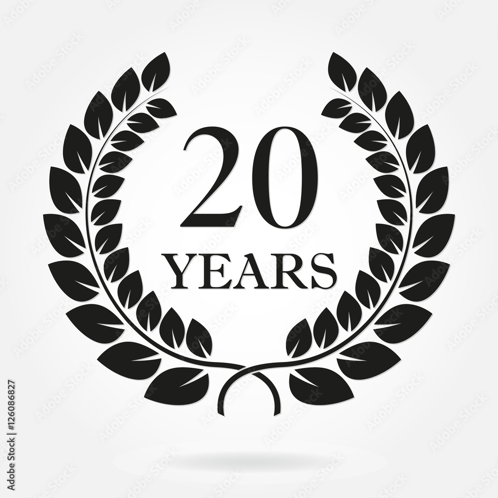 20 years anniversary laurel wreath sign or emblem. Template for ...