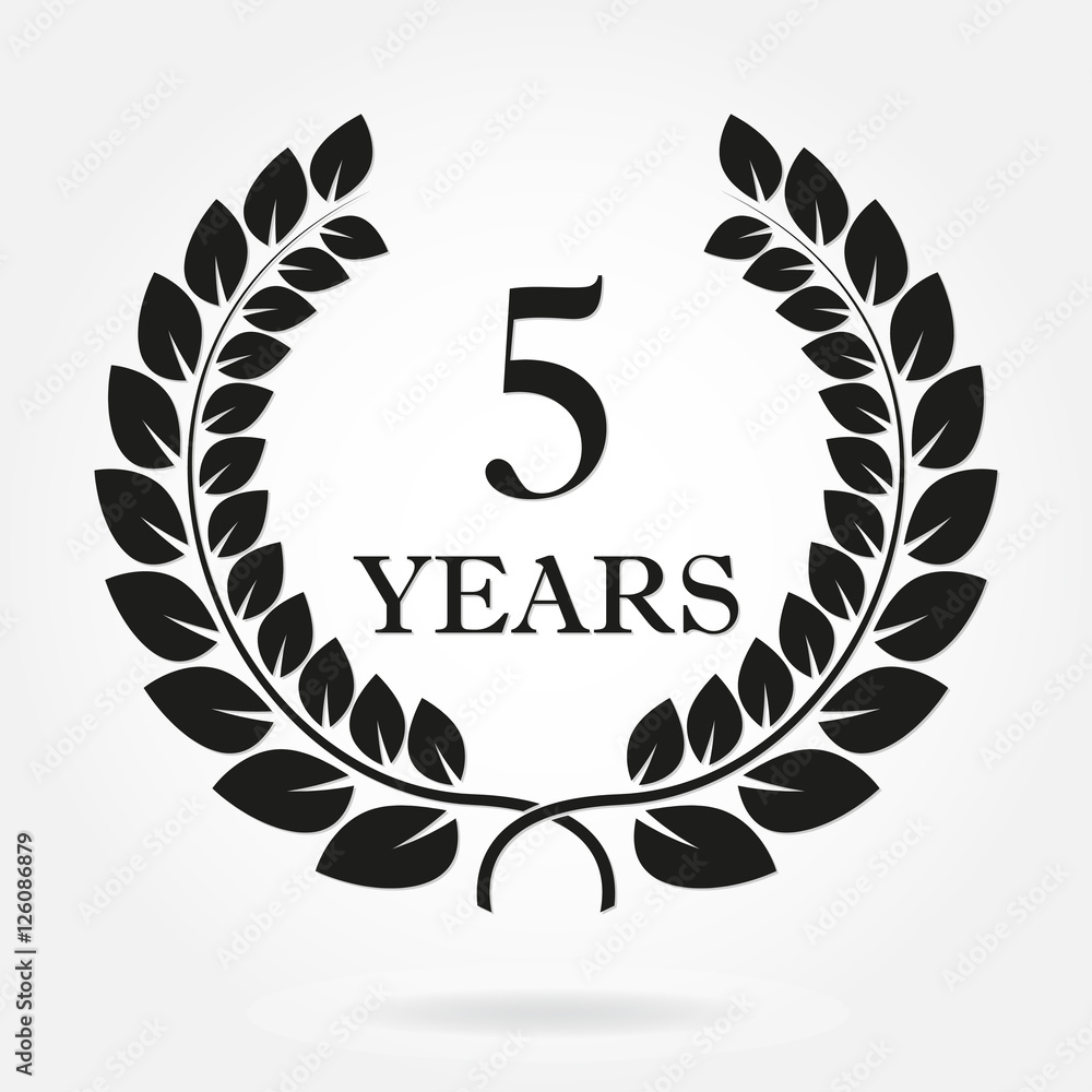 5 years anniversary laurel wreath sign or emblem. Template for ...