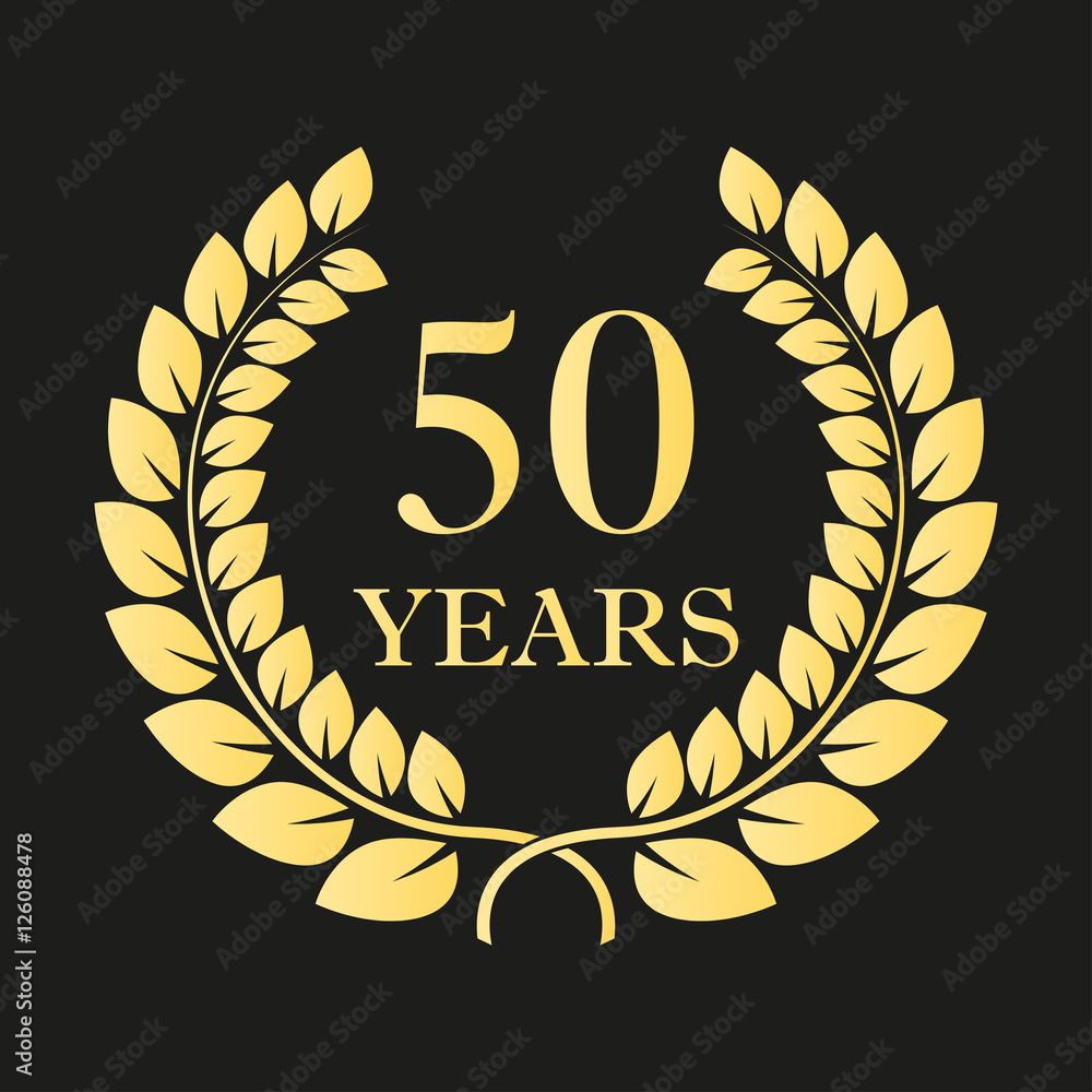 50 years anniversary laurel wreath icon or sign. Template for ...