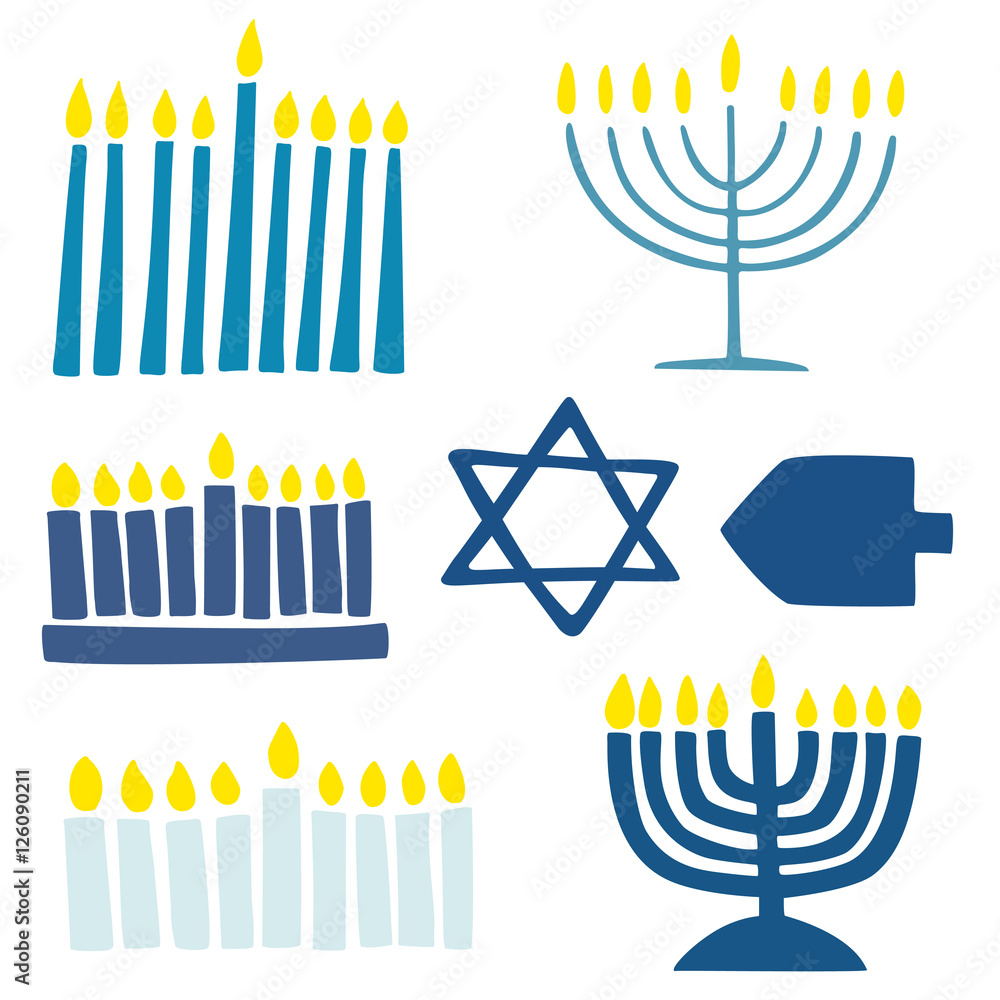 Collection of hanukkah symbols Stock Vector | Adobe Stock
