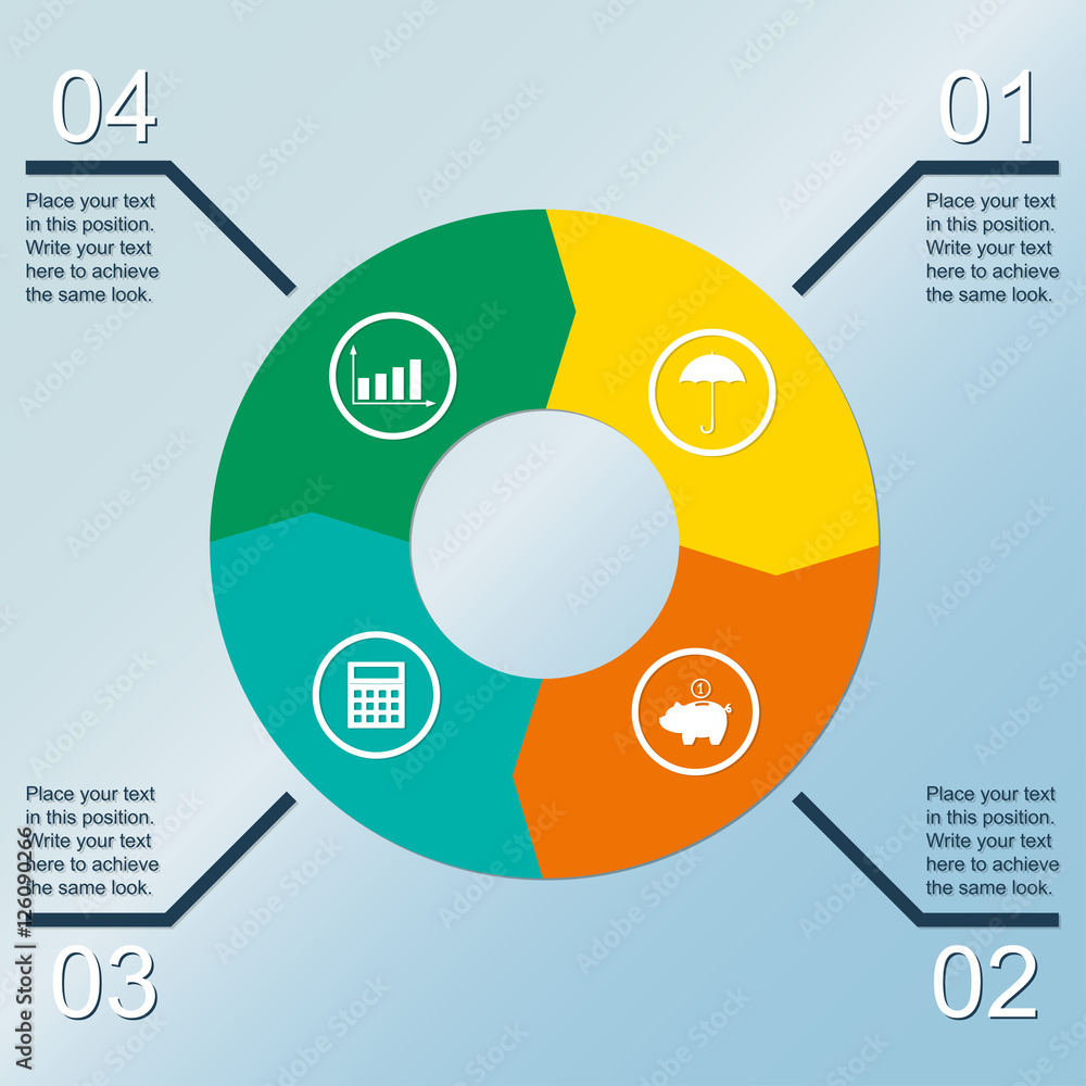 Infographics template. Step by step circle chart with 4 options. Design ...