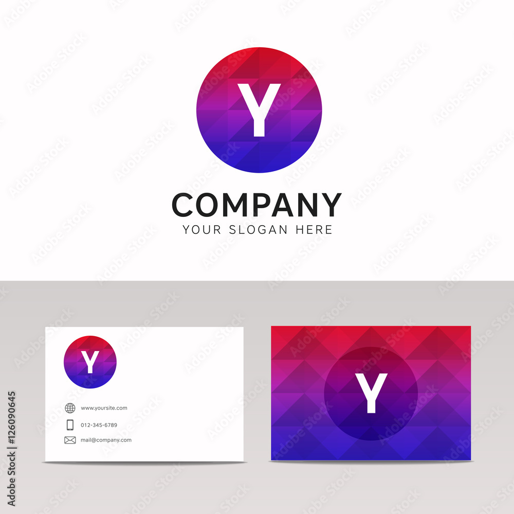 Abstract polygonal round circle Y letter icon company logo sign Stock ...