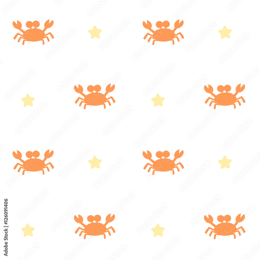 cute cartoon crab seamless vector pattern background illustration Stock ...