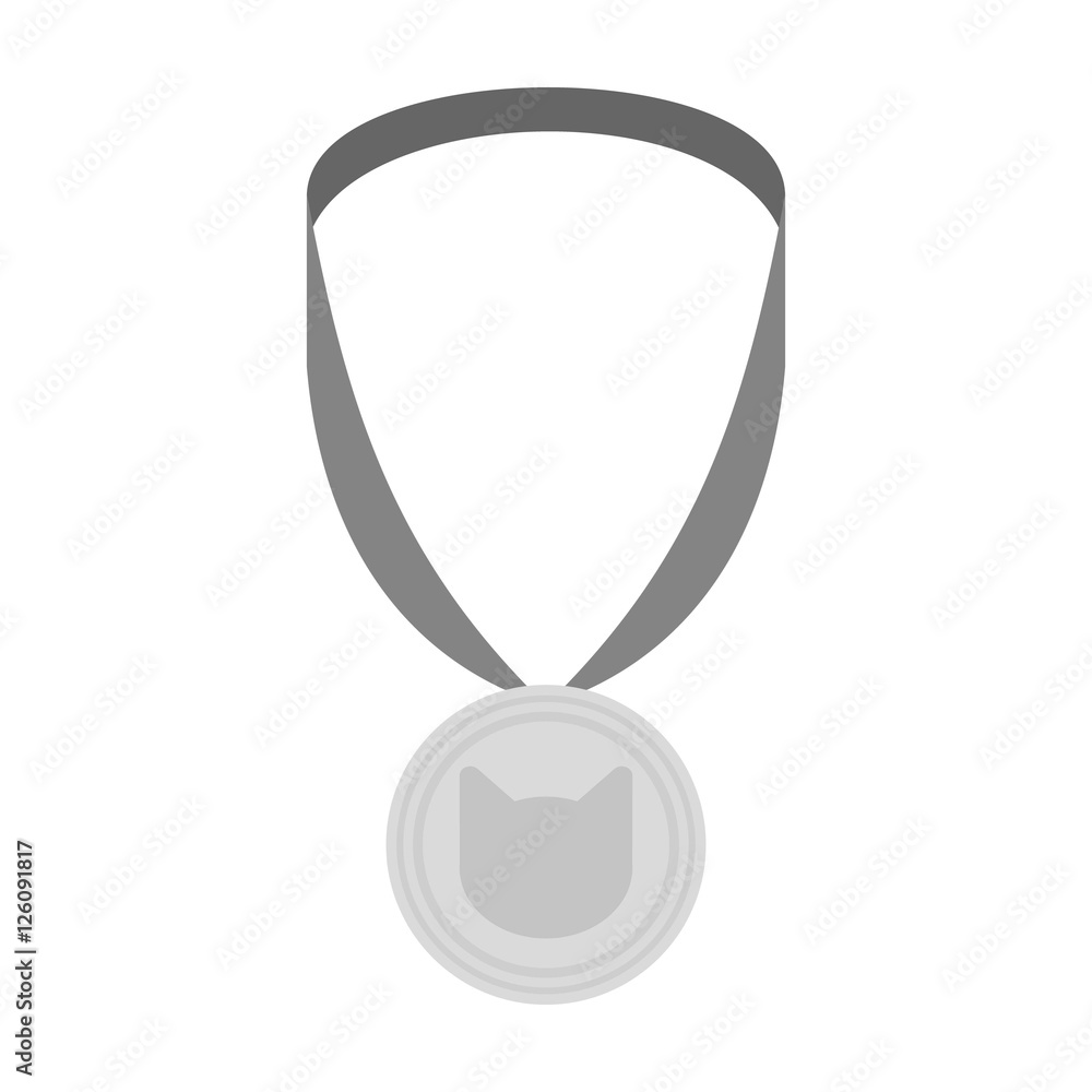 Cat medal icon in monochrome style isolated on white background. Cat ...