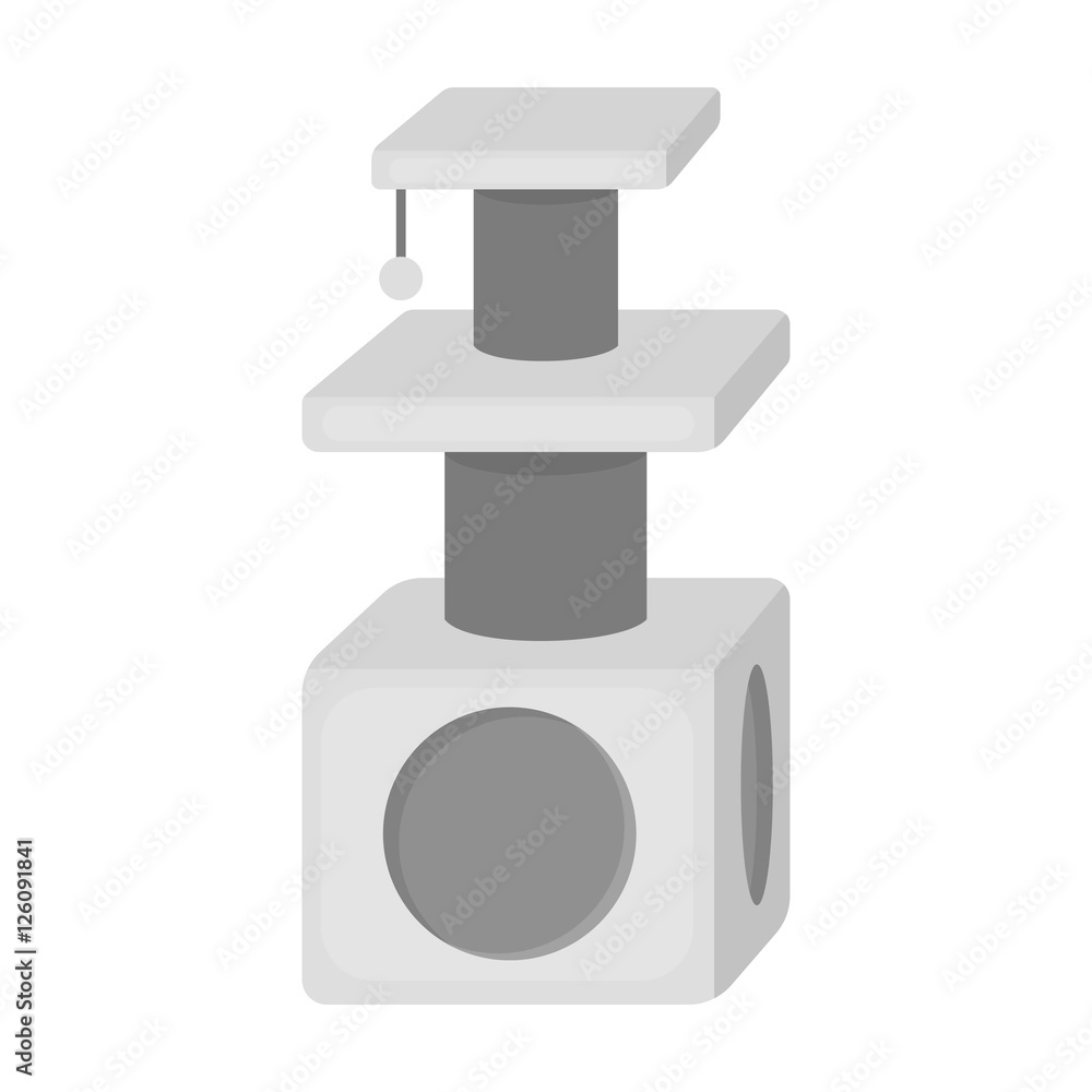 Cat house icon in monochrome style isolated on white background. Cat ...