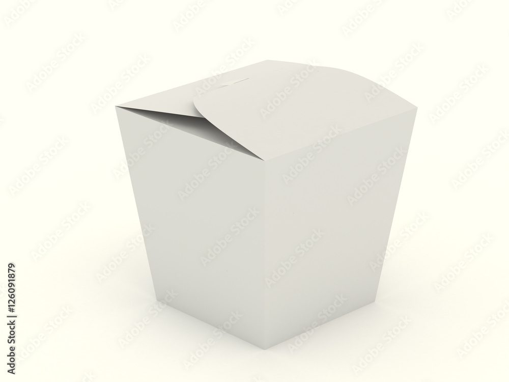 The closed white wok box mock up with blank. Package mockup for design ...