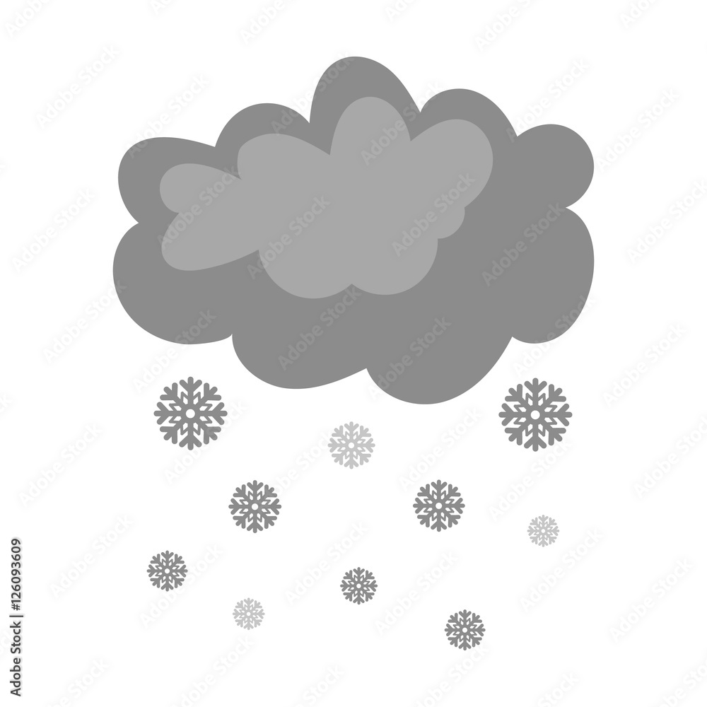 Snowfall icon in monochrome style isolated on white background. Weather ...