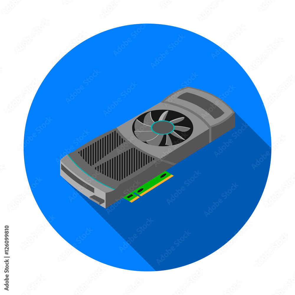 Video card icon in flat style isolated on white background. Personal ...