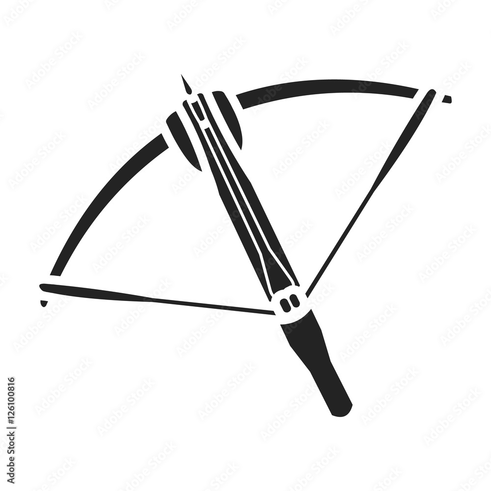 Crossbow icon in black style isolated on white background. Weapon ...
