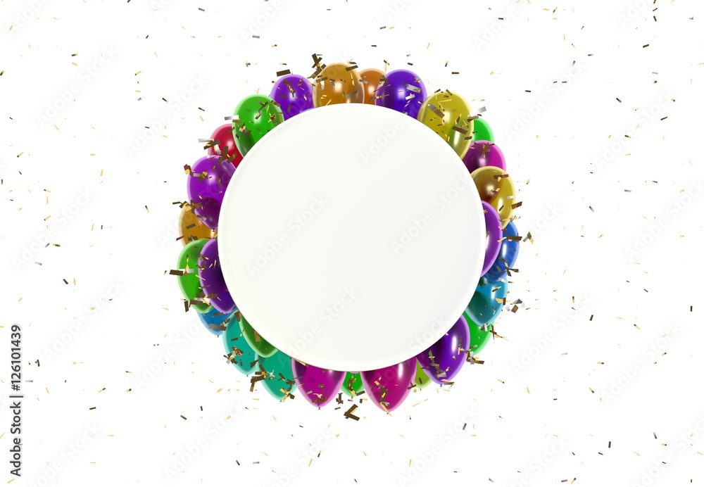 circle badge and color balloons Stock Illustration | Adobe Stock