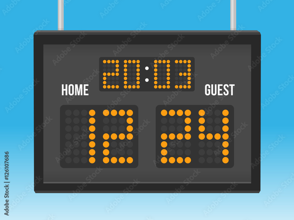 Scoreboard with time and result display vector illustration Stock ...
