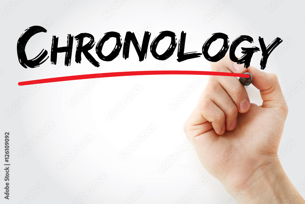Hand writing Chronology with marker, concept background Stock Photo ...