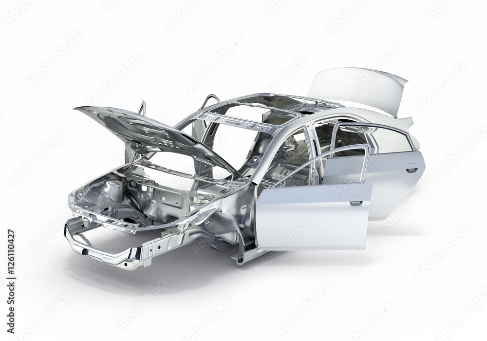body car with no wheel isolated on white background 3d Stock ...
