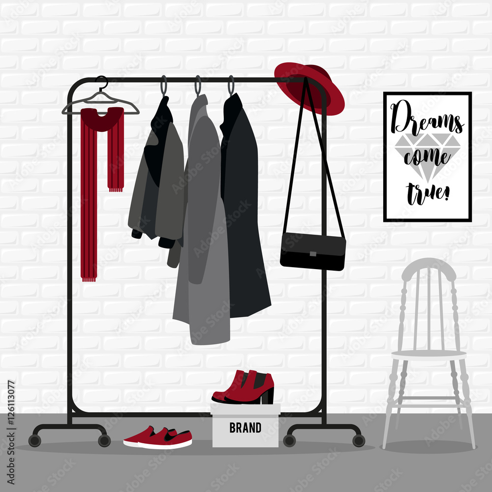 Vector illustration with coat rack. Stock Vector | Adobe Stock