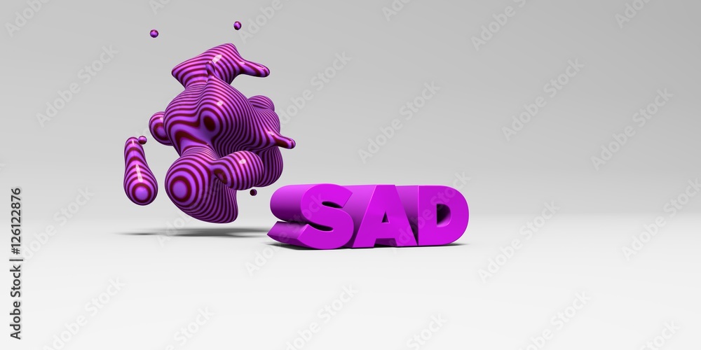 SAD - color type on white studiobackground with design element - 3D ...