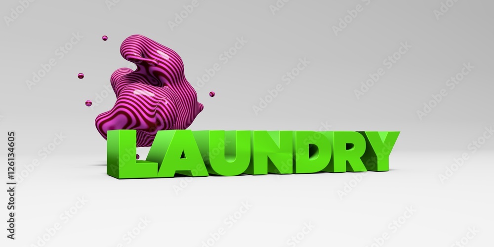 LAUNDRY - color type on white studiobackground with design element - 3D ...