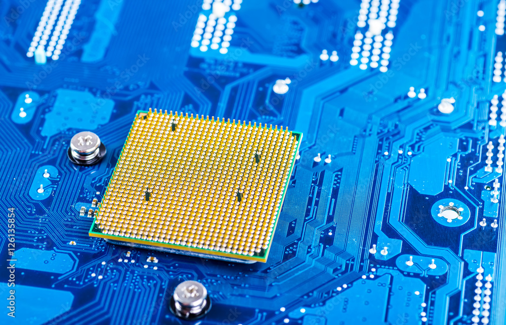 blue circuit board background of computer motherboard Stock Photo ...