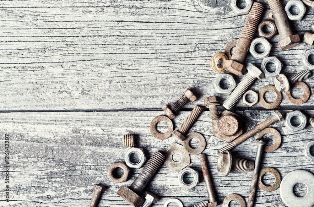 old photo of nuts and bolts Stock Photo | Adobe Stock