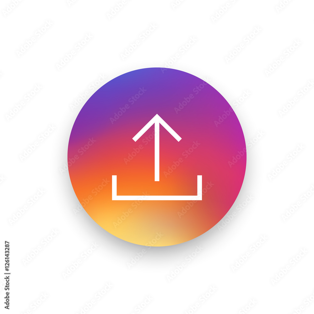 Upload icon vector, clip art. Also useful as logo, circle app icon, web ...