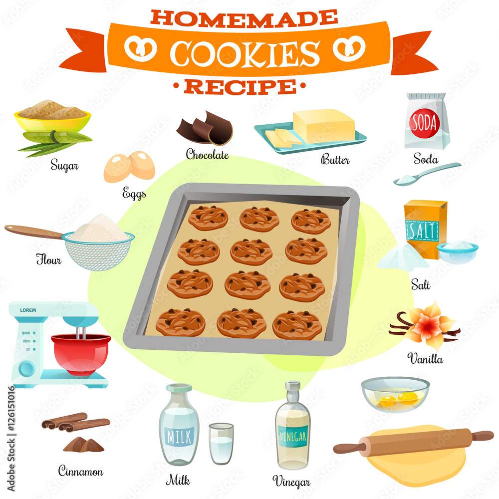 Baking Ingredients Recipe Illustration Stock Vector | Adobe Stock