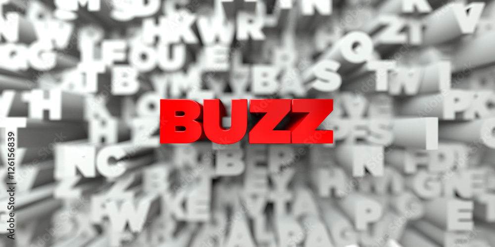 BUZZ - Red text on typography background - 3D rendered royalty free ...