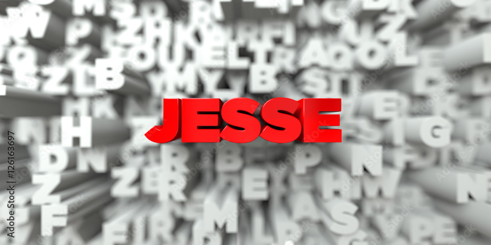 JESSE - Red text on typography background - 3D rendered royalty free ...