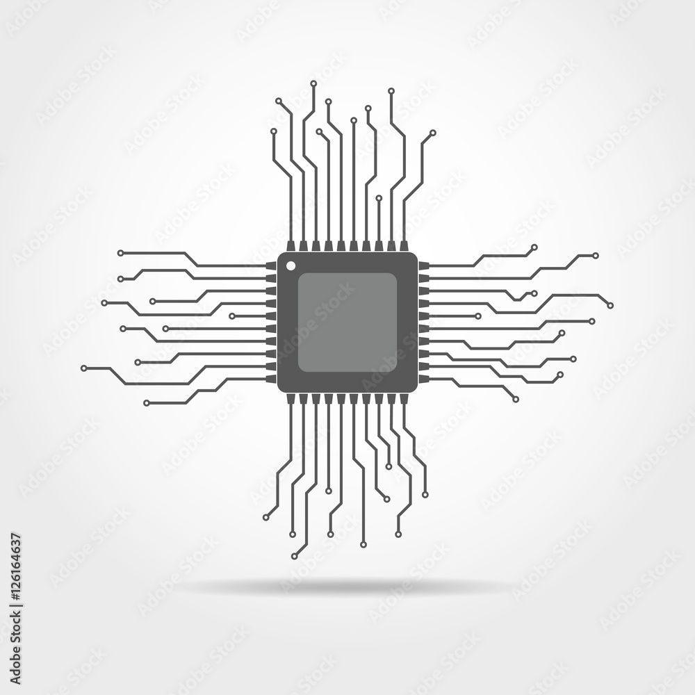 Chip with circuit board. Vector illustration. Stock Vector | Adobe Stock