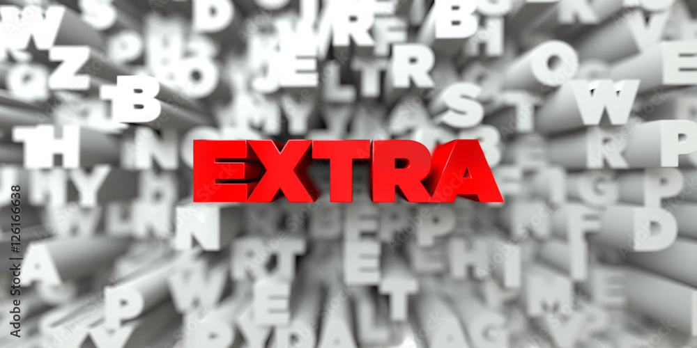 EXTRA - Red text on typography background - 3D rendered royalty free ...