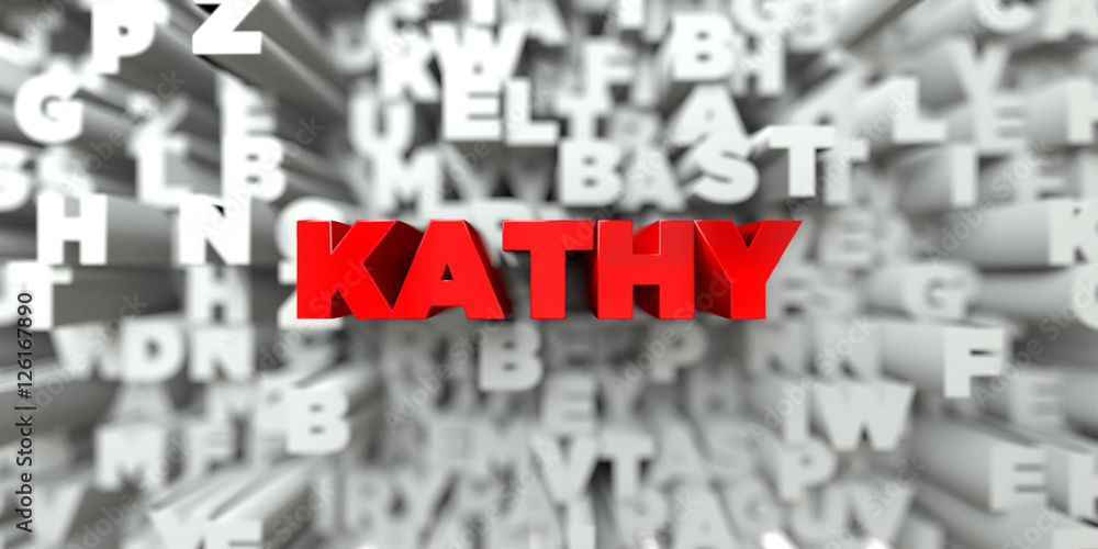KATHY - Red text on typography background - 3D rendered royalty free ...