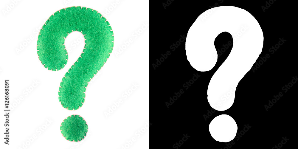 Question mark isolate on white. Handmade Question mark from green felt ...