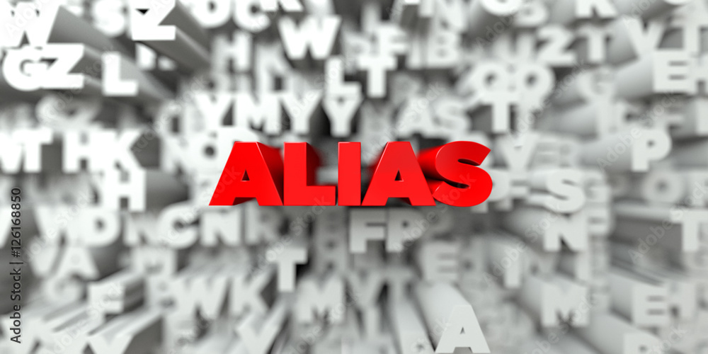 ALIAS - Red text on typography background - 3D rendered royalty free ...