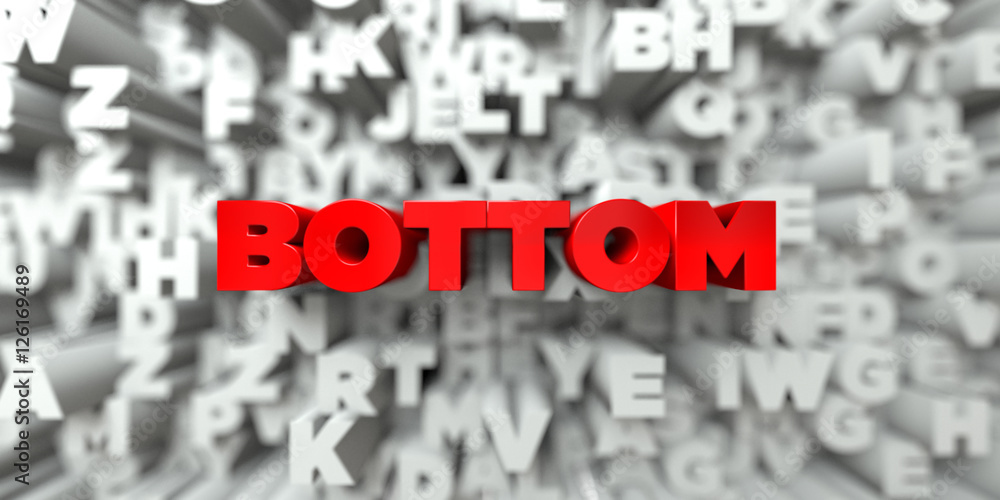 BOTTOM - Red text on typography background - 3D rendered royalty free ...