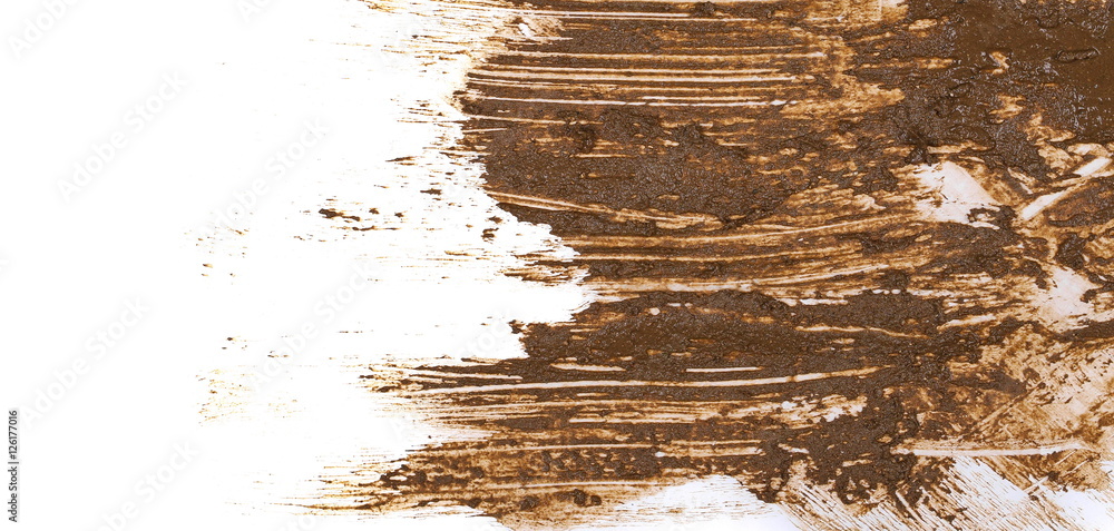 drops of mud sprayed isolated on white background, with clipping path ...