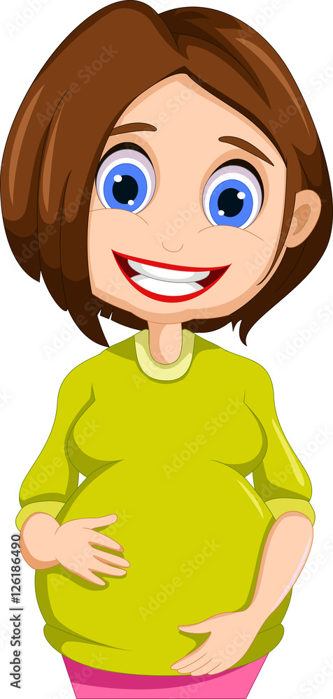 happy Pregnant mom cartoon Stock Illustration | Adobe Stock