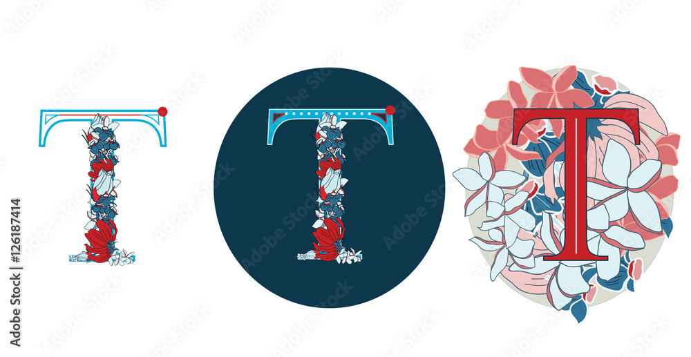 spring flower illustrated capital letter T Stock Vector | Adobe Stock