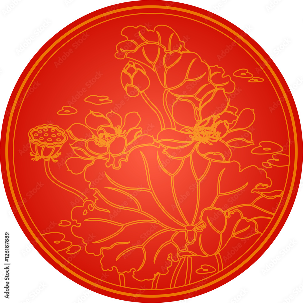 Chinese Traditional Flower Pattern, The Lotus Stock Vector | Adobe Stock