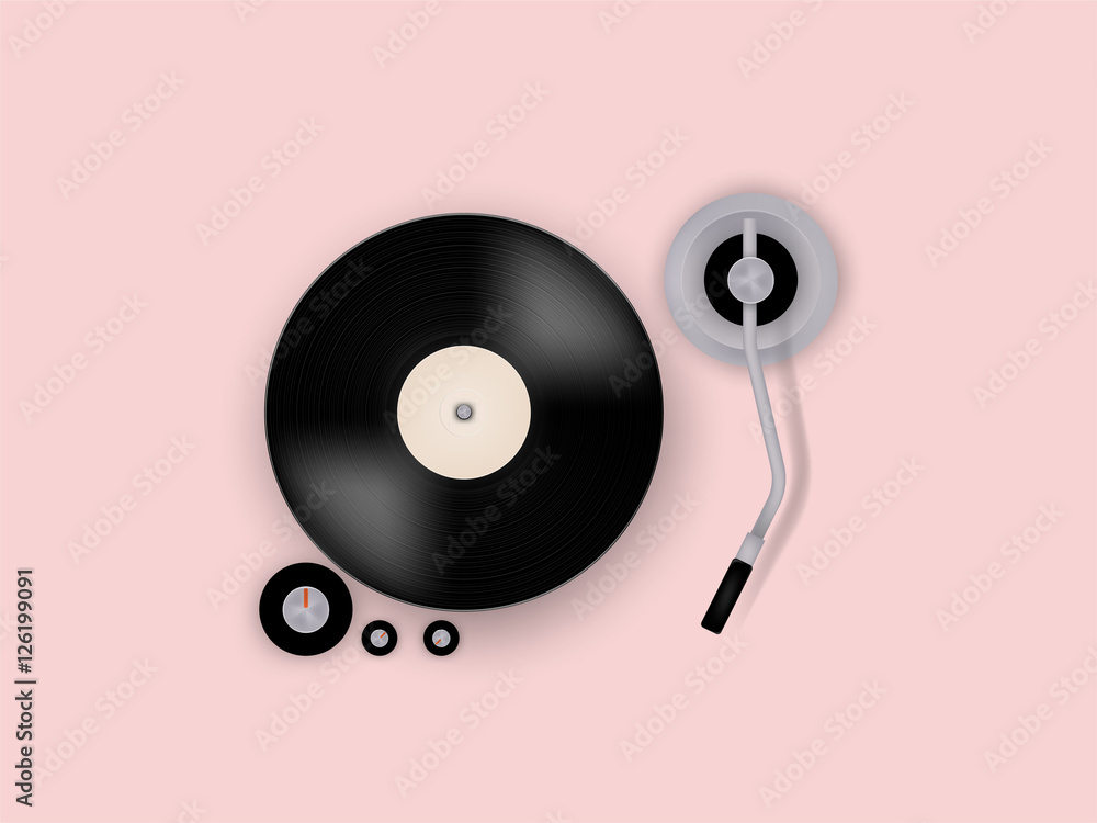 graphic design vector of gramophone vinyl record on record player ...
